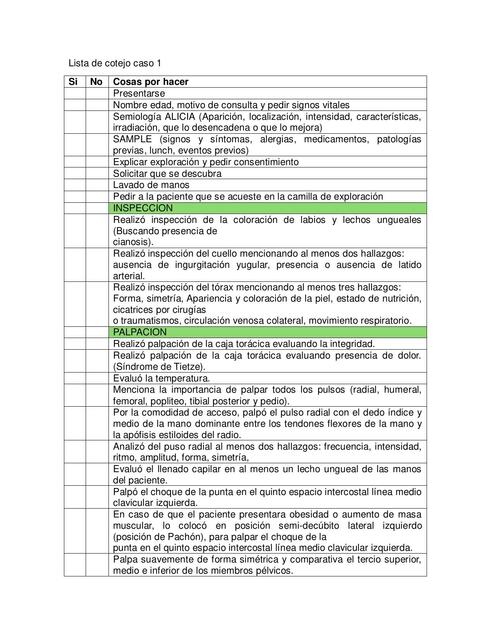 Lista de cotejo caso 1 | Paola Sánchez | uDocz