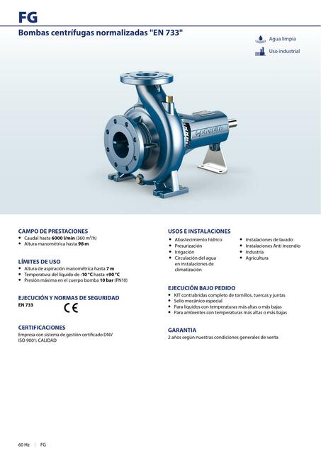 Pedrollo Curvas Características FG ES 60Hz | Andrea | uDocz