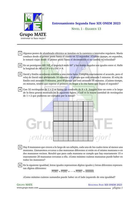 ONEM nivel 1 examen 13 | Bhrayan | uDocz