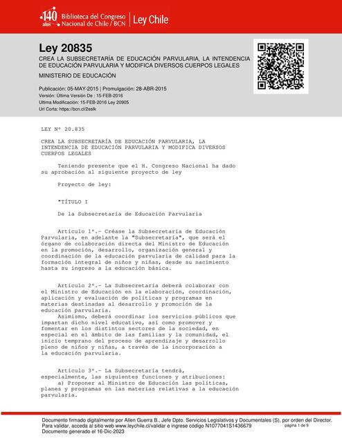 Ley 20.835 05 MAY | Natalia Valentina | uDocz