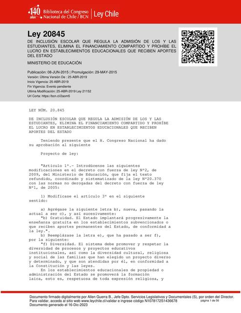 Ley 20.845 08 JUN | Natalia Valentina | uDocz