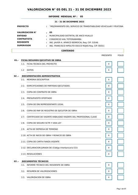 VALORIZACION MENSUAL 21 AL 31 DICIEMBRE OK | Francois Morales Palomino | uDocz