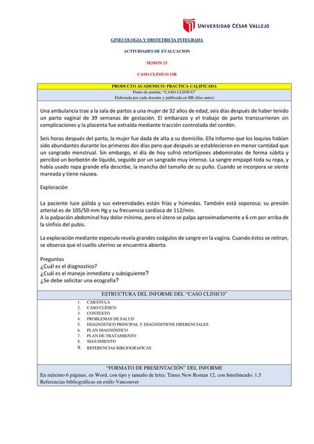CASO CLINICO 13B | Marlene Olinda Arrascue campos | uDocz