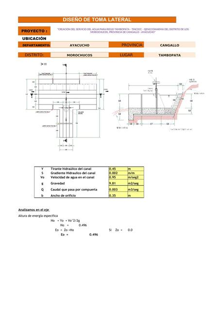 5 DISEÑO DE TOMA LATERAL SECTOR II | Ignacio Noa | uDocz