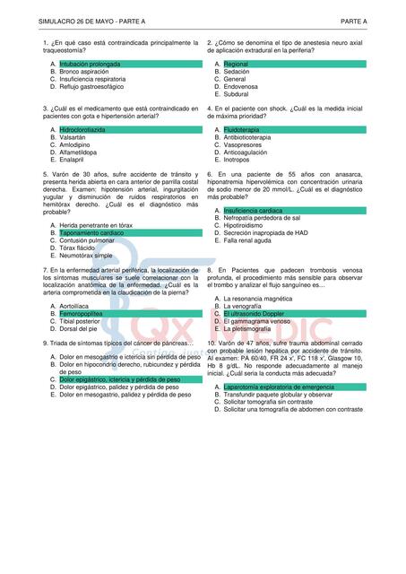 Simulacros RM resueltos Qx medic 6A | Andrea Llanqui García | uDocz