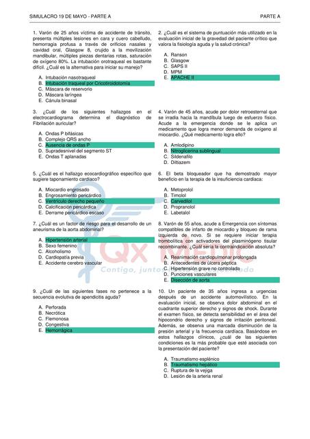 Simulacros RM resueltos Qx medic 5A | Andrea Llanqui García | uDocz