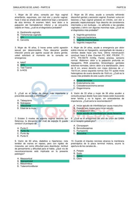 Simulacros RM resueltos Qx medic 1B | Andrea Llanqui García | uDocz