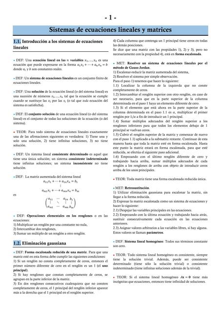 Int. al Álgebra Lineal - 1. Sistemas de ecuaciones lineales y matrices | Karim | uDocz