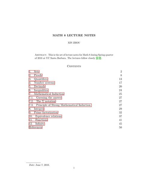 Lecture Notes Xin Zhou Math 8 Lecture Notes Introduction To Advanced