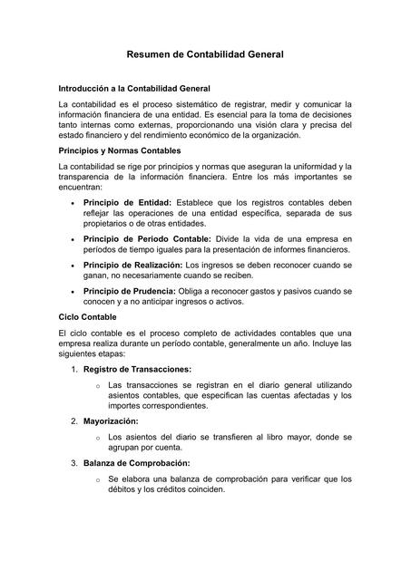 Resumen de Contabilidad General | Universidad Cayetano Heredia | uDocz