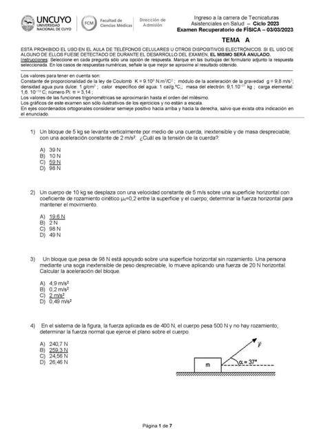 Física 2023 Recuperatorio | HemoStudent | uDocz