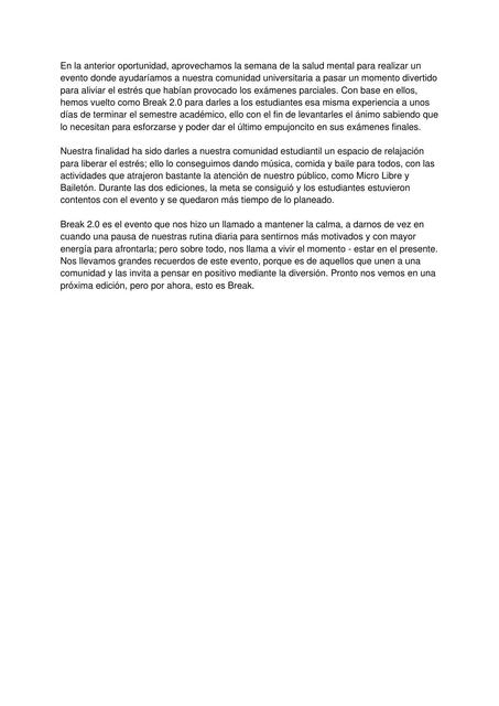 GUION VIDEO INFORME BREAK | Fausto | uDocz