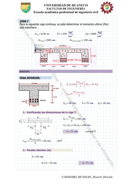 VERIFICACION DE MOMENTOS ULTIMOS EN VIGAS T | Jhusett Deivids | uDocz