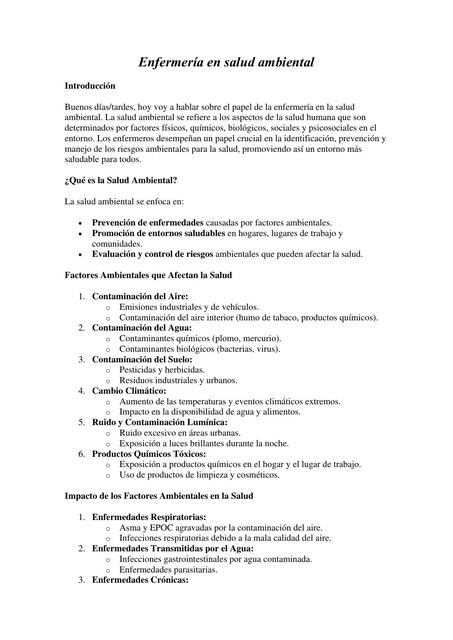 Enfermería En Salud Ambiental Nursing Apuntes Udocz