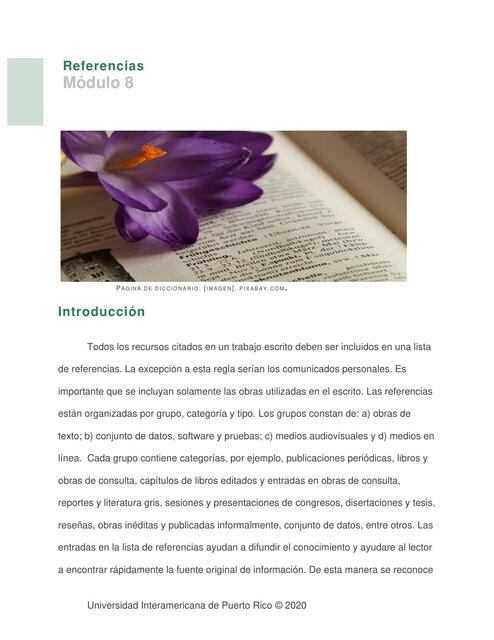 MODULO 8: REFERENCIAS BIBLIOGRAFICAS | Juliette Cordova Tirado | uDocz