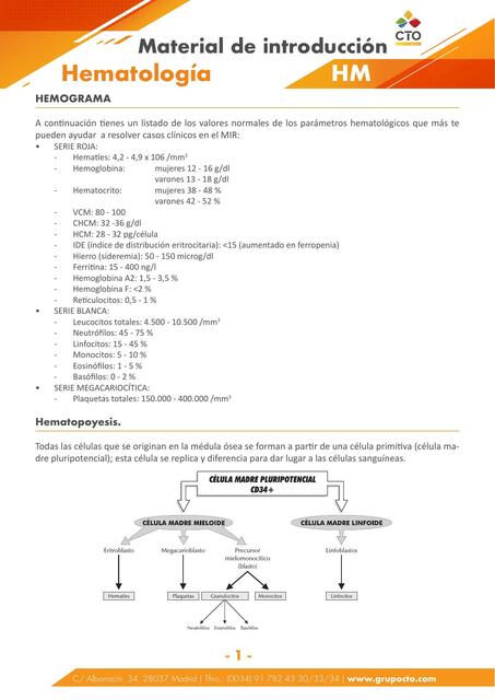 4 INTRODUCCION HEMATOLOGÍA | Matías | uDocz