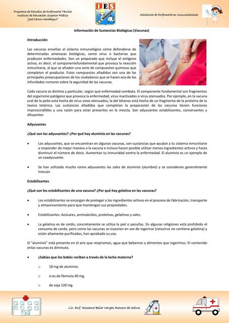 Información de las Sustancias Biológicas | Leticia Ramos Aguilar | uDocz