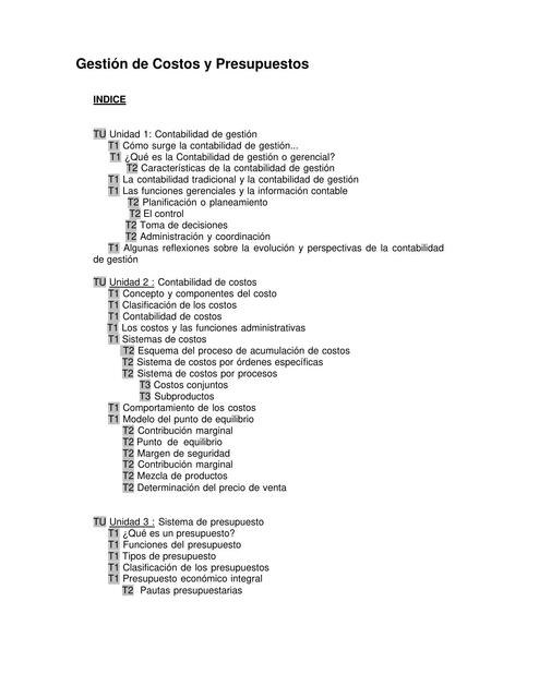 Gestión de Costos y Presupuestos | Universidad Tecnológica del Peru | uDocz