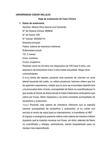 Historia Clinica VIH | Maria Stefany Chuquitucto Torres | uDocz