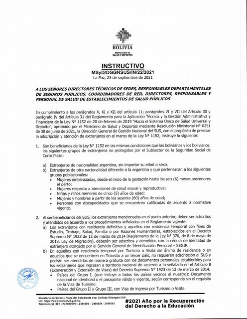 Instructivo DGGNSUS Nro 022 | Guilherme | uDocz