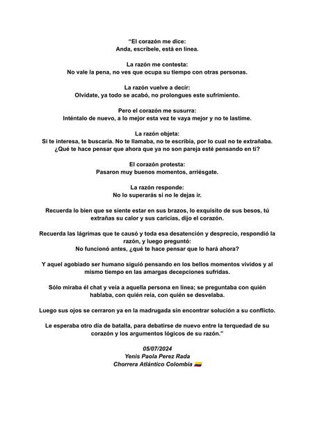 EL CORAZÓN Y LA RAZÓN | Yinis Paola Perez Rada | uDocz