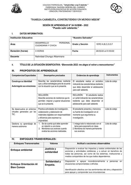 sSESIÓN N 4 DPCC 1ERO | Sonia | uDocz