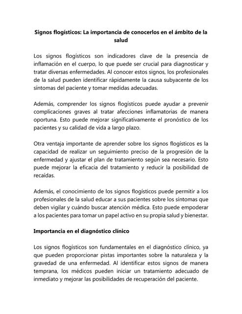 Signos flogísticos. La importancia de conocerlos en el ámbito de la ...