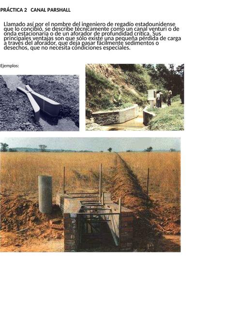 Práctica 2 canal Parshall | Edwin Malca ore | uDocz