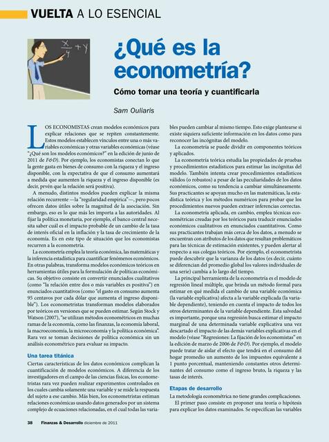 Que es la Econometría Cómo tomar una teoría y cuantificarlo ...