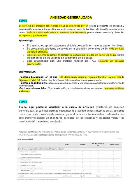 ANSIEDAD GENERALIZADA | Xiomara García | uDocz