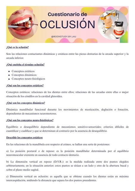 Guía de estudio de OCLUSIÓN | Lau Palacio | uDocz