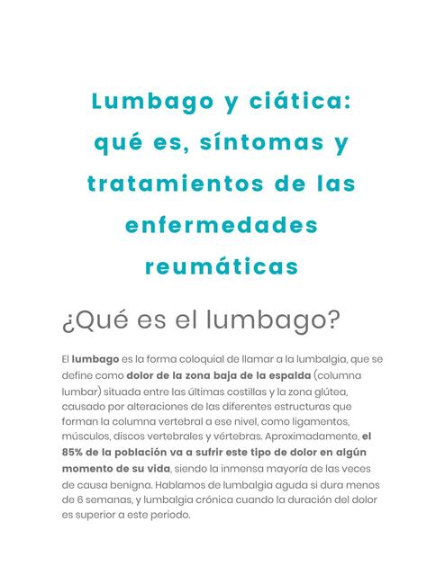 Lumbago y ciatica | Aura Ester Peréz Rada | uDocz