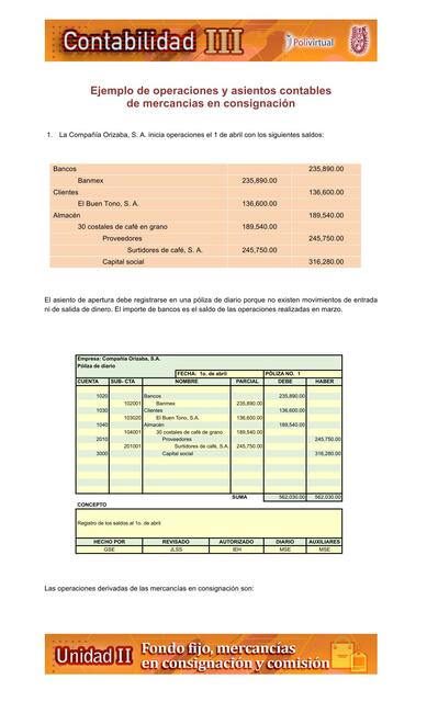 Ejemplo de operaciones y asientos contables | Contabilidad e impuestos | uDocz
