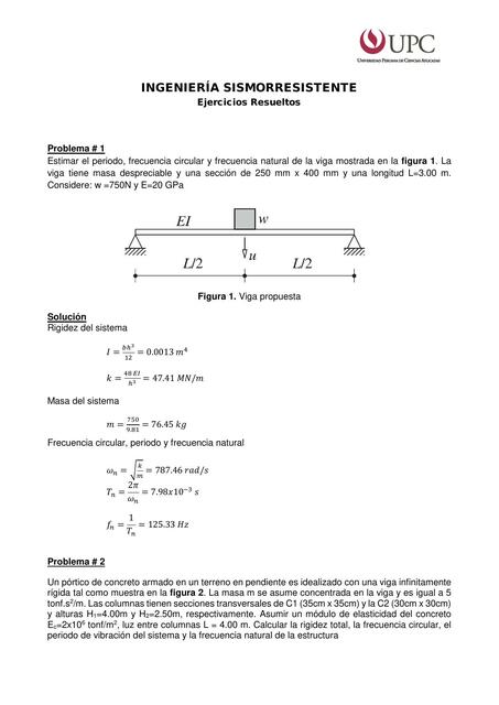 Ejercicios resueltos de ingeniería sismorresistente | Apuntes de ...