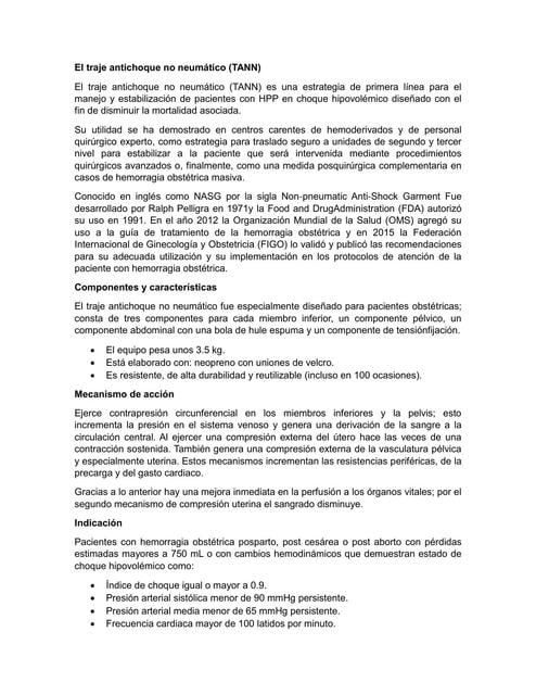 TRAJE ANTICHOQUE NO NEUMATICO | Morelia Centeno | uDocz
