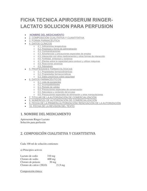 Lactato de Ringer | Aura Ester Peréz Rada | uDocz