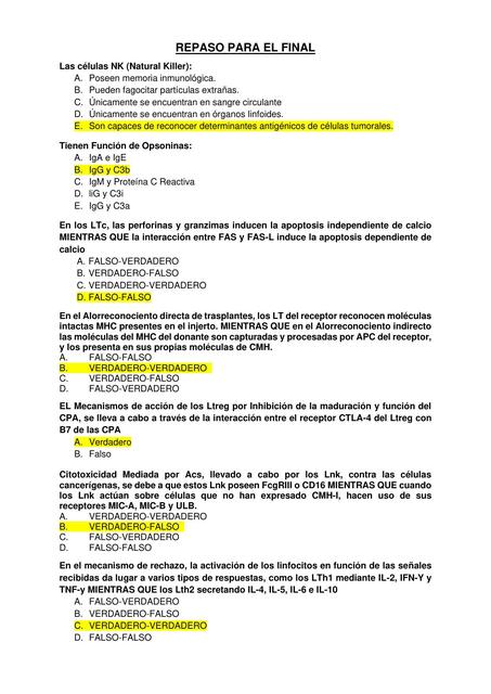 Banco Final inmuno | Leila Evans | uDocz