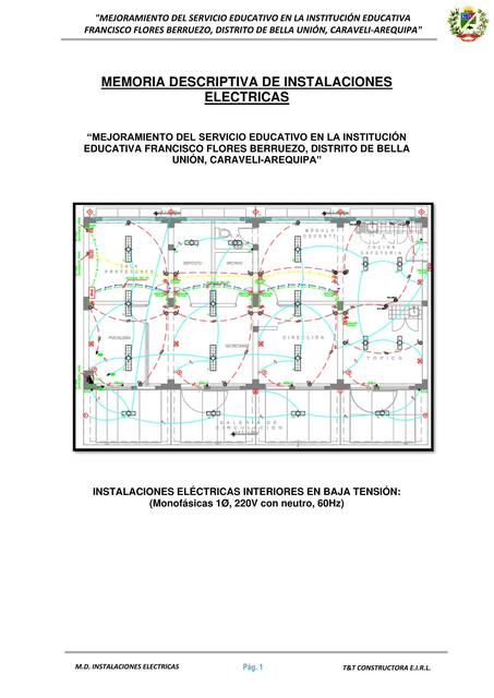 1 2 Memoria Descriptiva Instalaciones Electricas | Sergio Sedano | uDocz