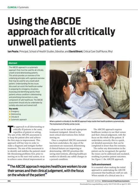 ABCDE approach for critically ill | Sabiduría Médica | uDocz