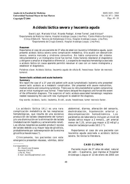 Acidosis láctica severa y leucemia aguda | Mariel | uDocz