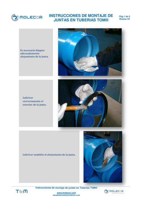 23 Instrucciones de montaje de juntas en tuberías TOM