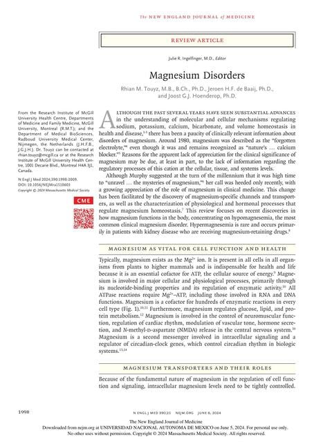 Magnesium Disorders N Engl J Med | LU | uDocz