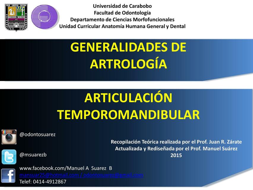 Generalidades de Artrologia y ATM Prof Manuel Suar | LU | uDocz