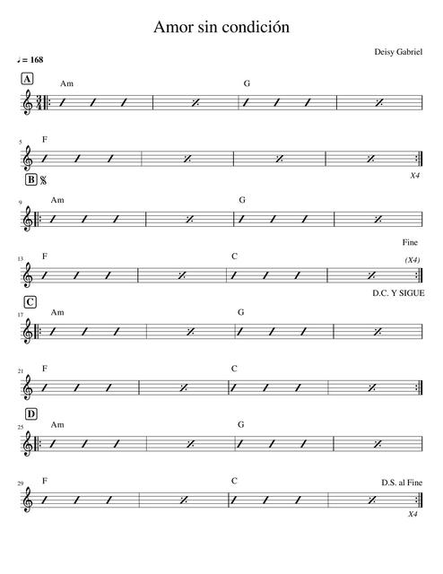 Amor sin condición Chart (tonalidad C) | Deisy Gabriel | uDocz