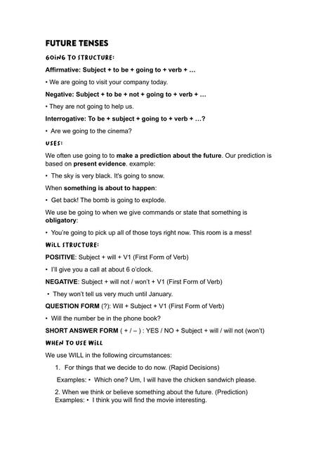 FUTURE TENSES: explicado en español + practica. | uDocz
