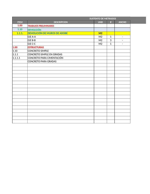 PLANTILLA DE METRADO | carlos david | uDocz