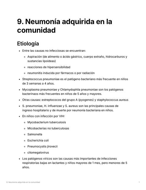 Flashcards de Neumonía adquirida en la comunidad pediatría | Por medi_fer | uDocz