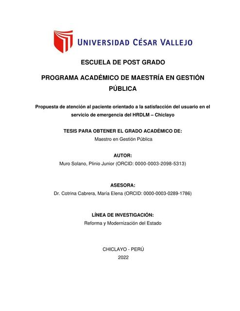 Propuesta de atención al paciente orientado a la satisfacción del ...