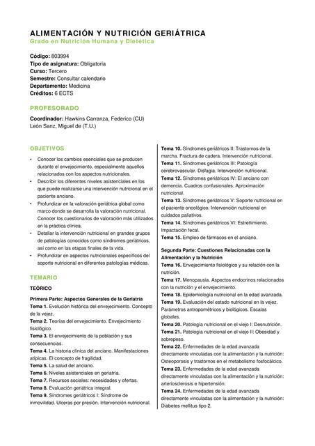Alimentacion y nutricion geriatrica | Len | uDocz