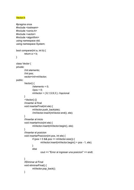 Ejercicio ordenar Vector c++ | Tea | uDocz